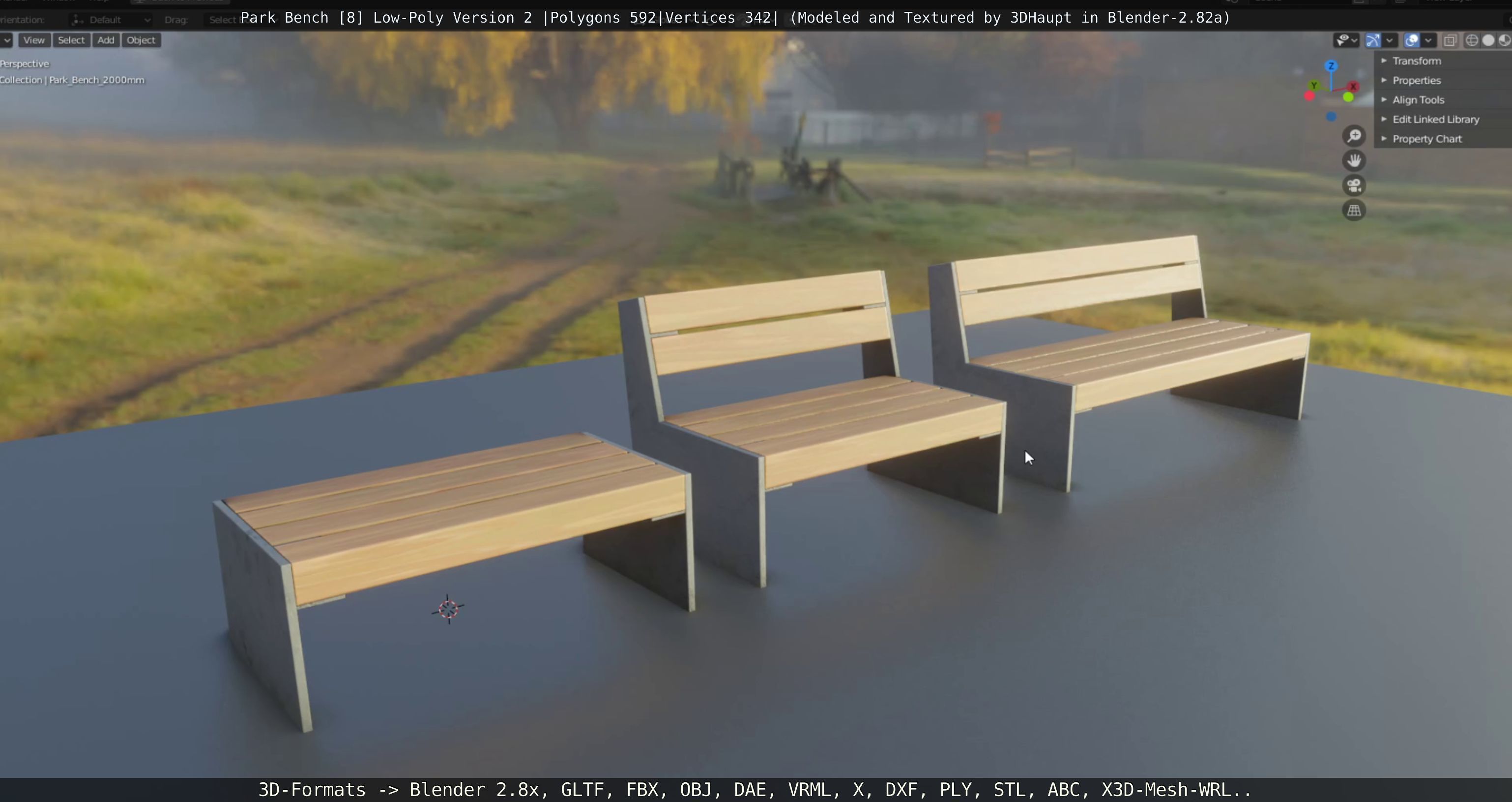 3D model Park Bench -8- Basic Low-Poly Version 2 -Wood-Metal Mixed - VR ...
