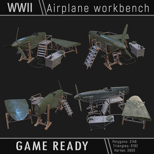 3D model Airplane Workbench WWII VR / AR / low-poly | CGTrader