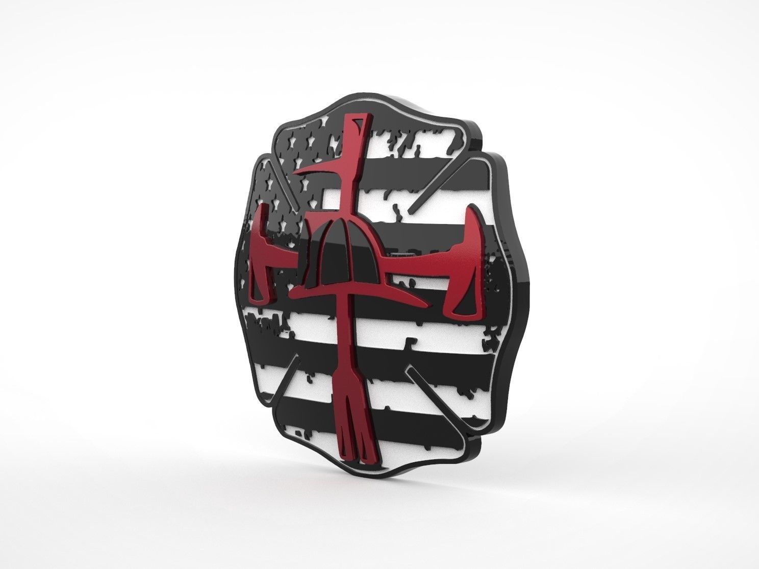 Thin Red Line Firefighter Logo Emblem Symbol free 3D model 3D printable ...