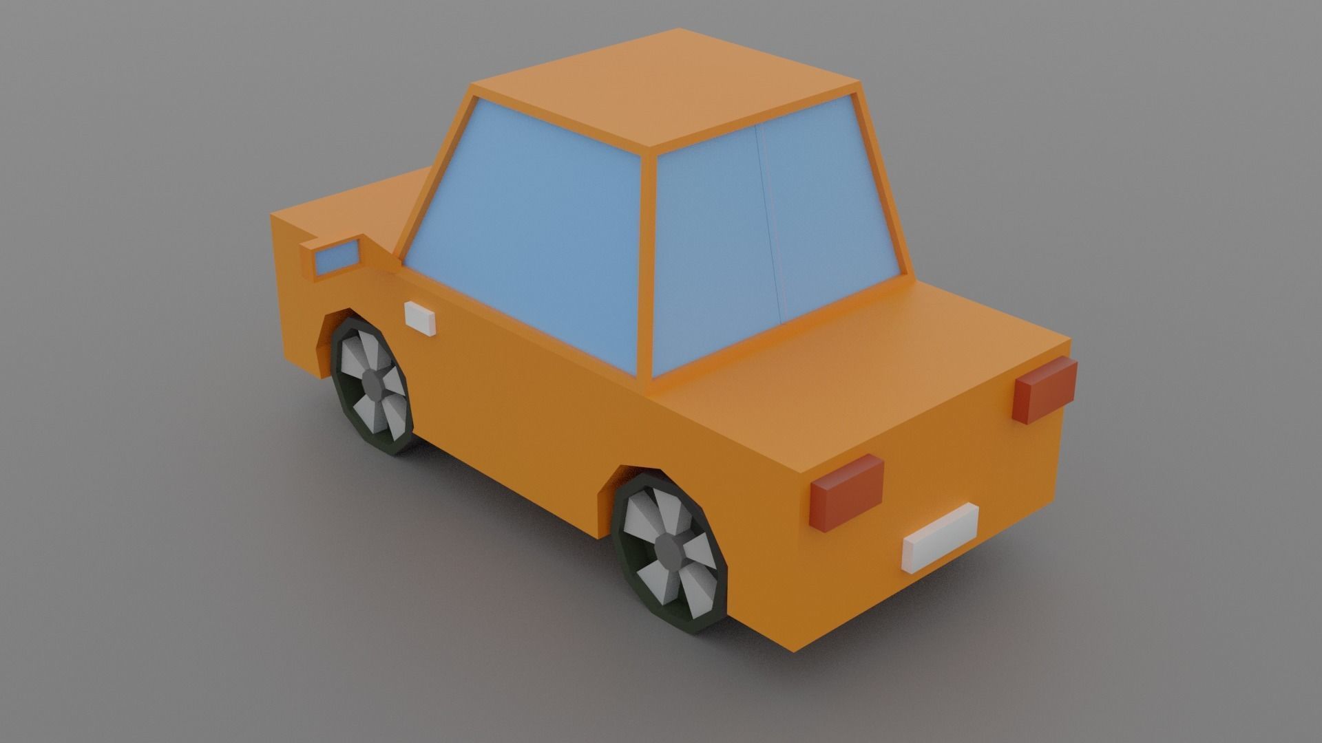low-polygon orange car 3D model | CGTrader