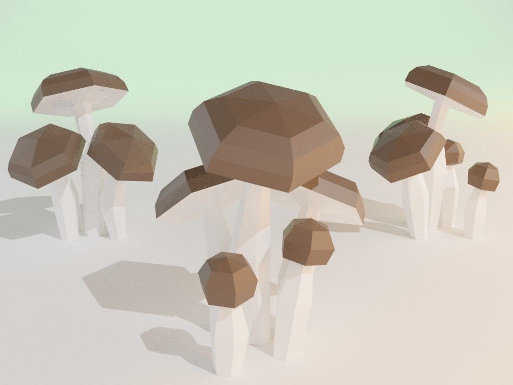 Low poly mushrooms set free VR / AR / low-poly 3D model | CGTrader