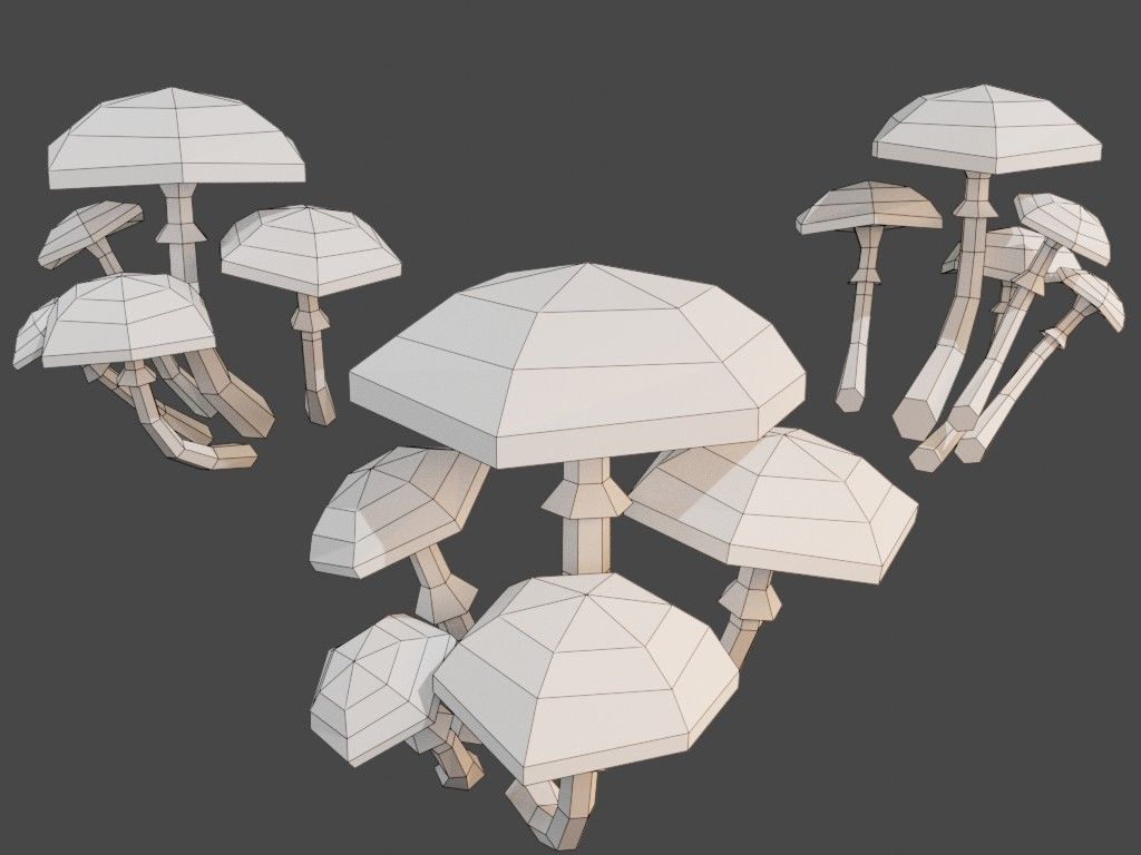 Low poly mushrooms free VR / AR / low-poly 3D model | CGTrader