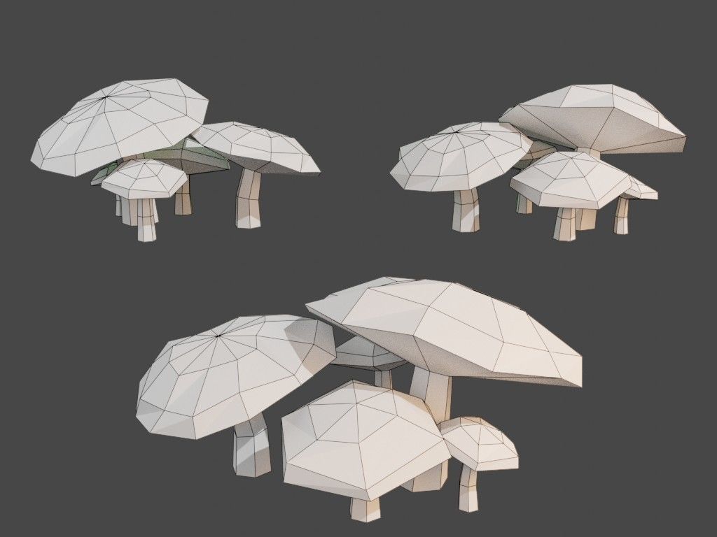 Low poly mushrooms set free VR / AR / low-poly 3D model | CGTrader