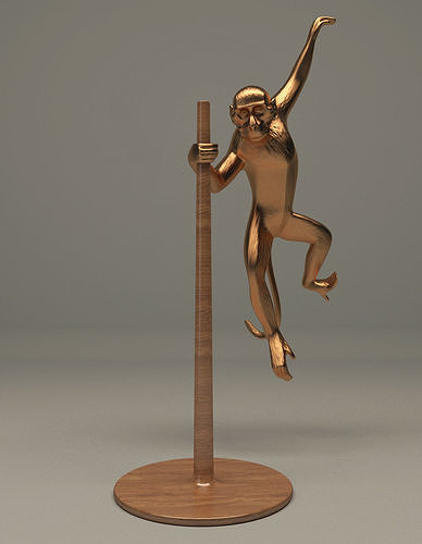 Monkey statue in Gold 3D model | CGTrader