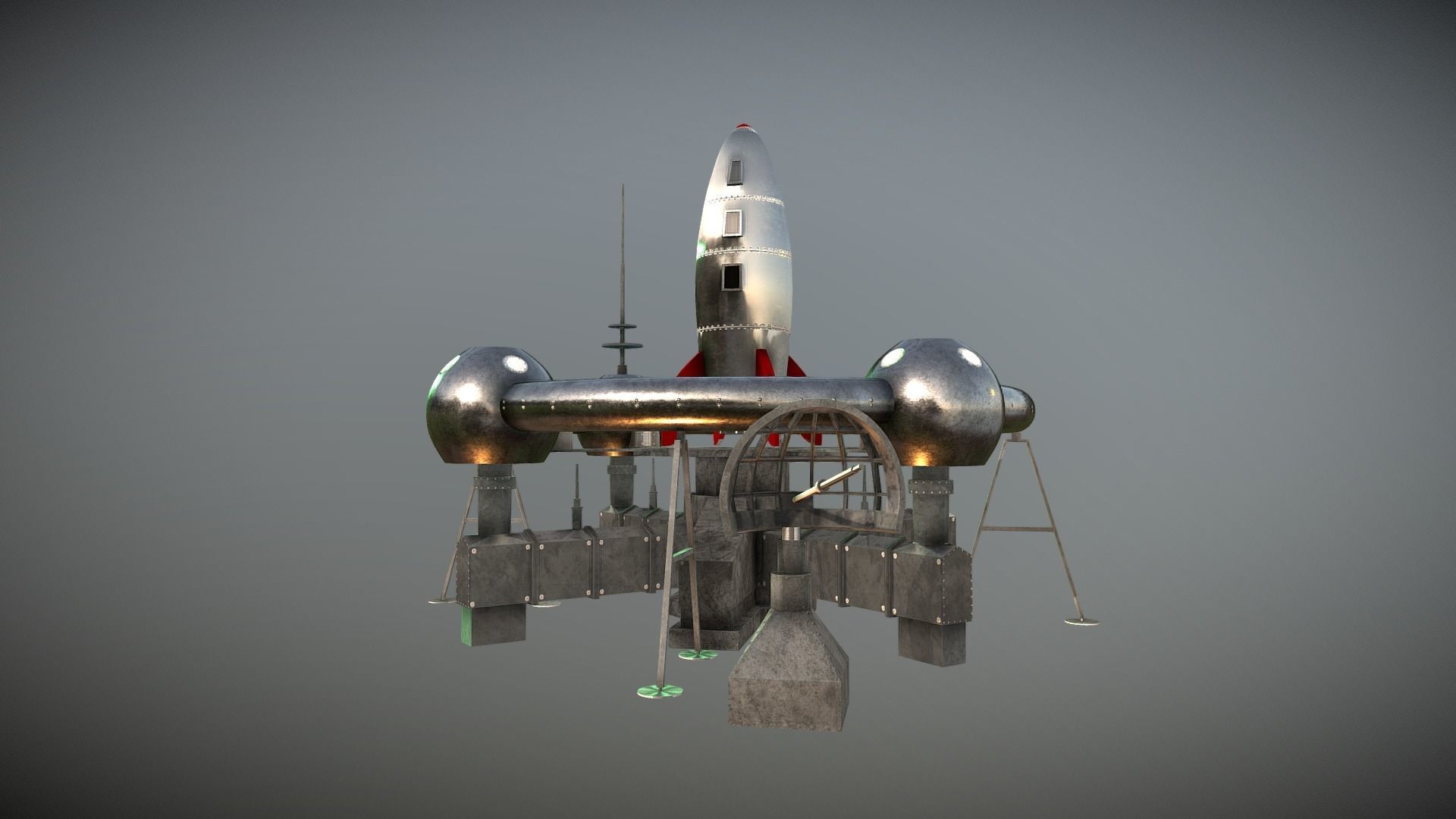 3D model Retro Sci-Fi Moonbase VR / AR / low-poly | CGTrader