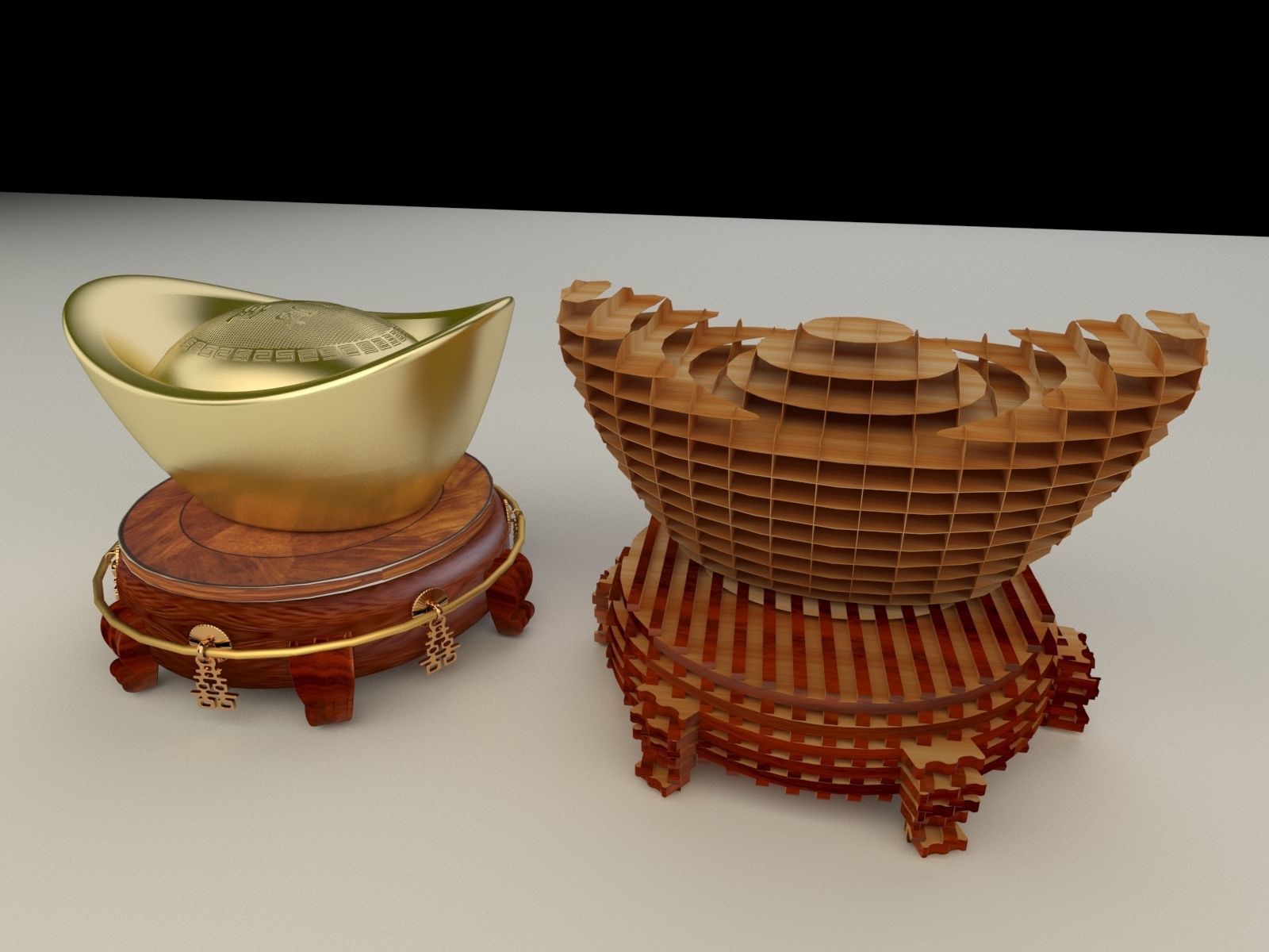 Chinese gold ingot 3D model | CGTrader