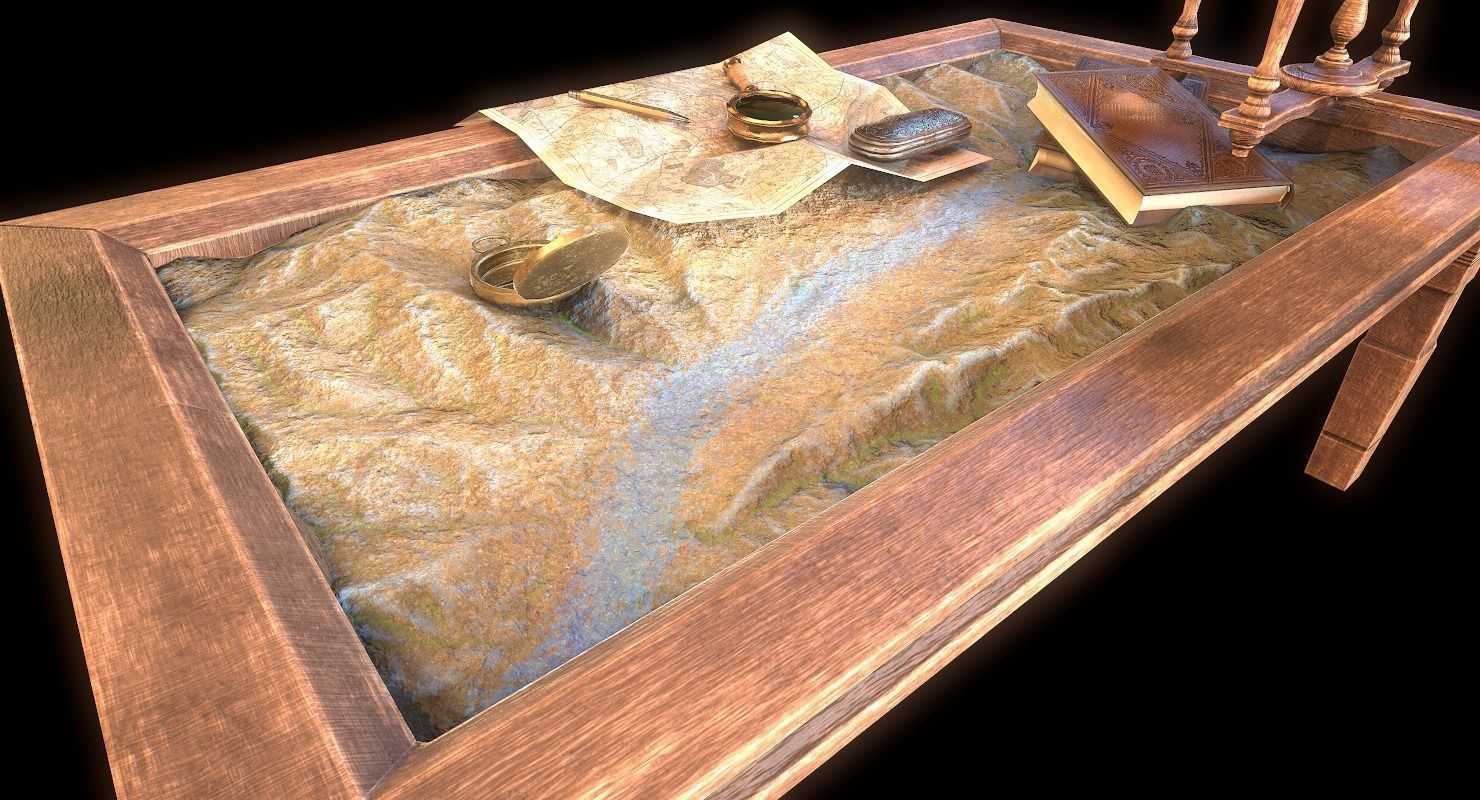3D model Geographic tactical table with war map VR / AR / low-poly ...