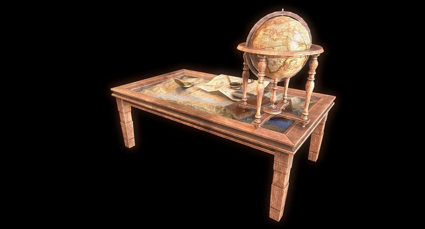 3D model Geographic tactical table with war map VR / AR / low-poly ...
