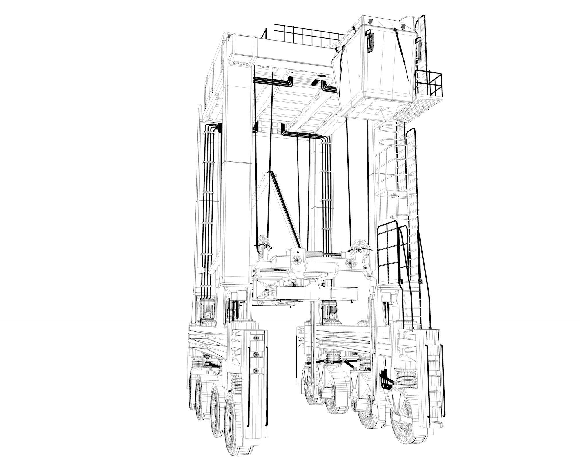Straddle Carrier for Port 3D model animated rigged | CGTrader