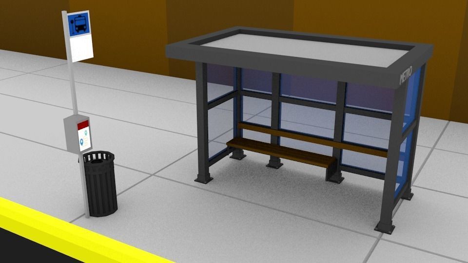 3D model Metro Bus Stop VR / AR / low-poly | CGTrader