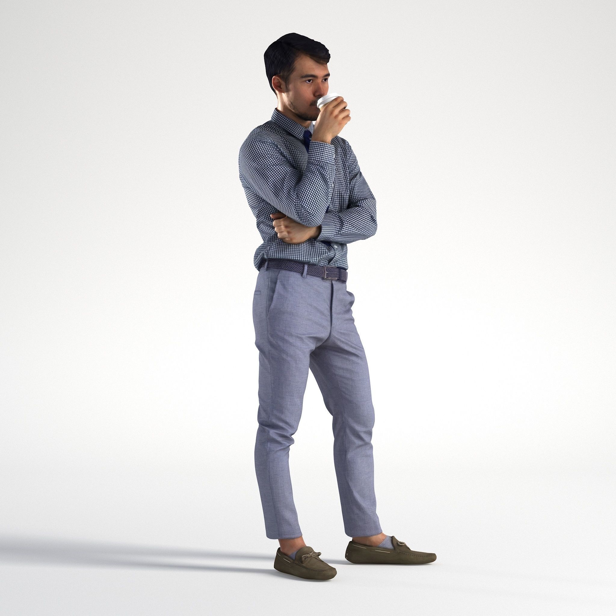Man Business Outfit Standing with Coffee Low poly Rizzy 1371 3D model ...