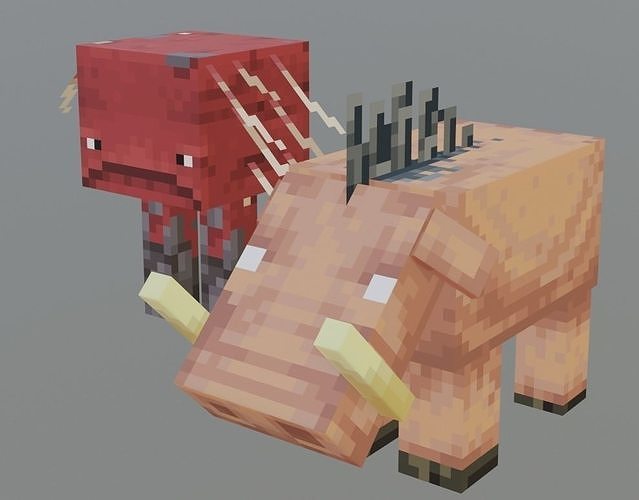 Minecraft Hoglin And Strider Simple Rig Free Vr Ar Low Poly 3d Model Rigged Cgtrader