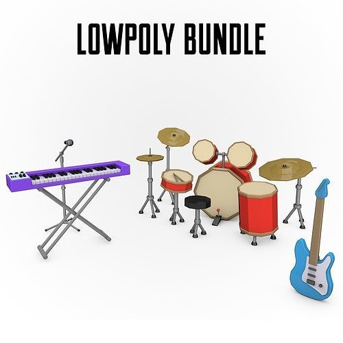 Low Poly Musical Instruments 3D model | CGTrader