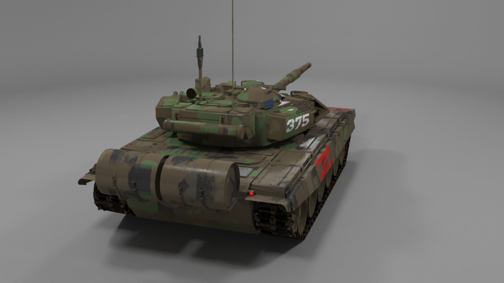 3D model Weathered Wagner PMC Camouflaged T90A Tank with Red Z Marking VR / AR / low-poly | CGTrader