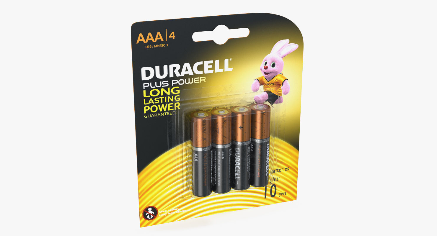 AAA Duracell Alkaline Batteries Package 3D model