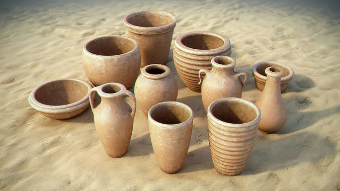 Handmade clay pots collection 3D model | CGTrader