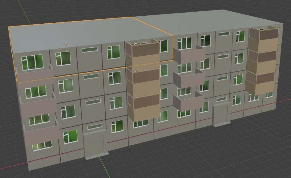 khrushchevka apartment building with windows and balconies free 3D ...