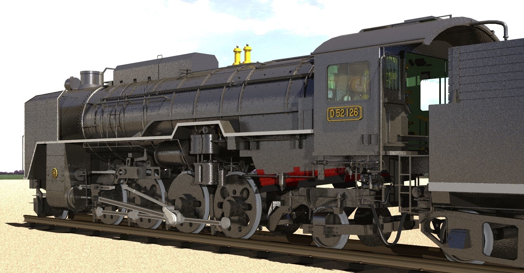 D52 steam locomotive ww2 3D model | CGTrader