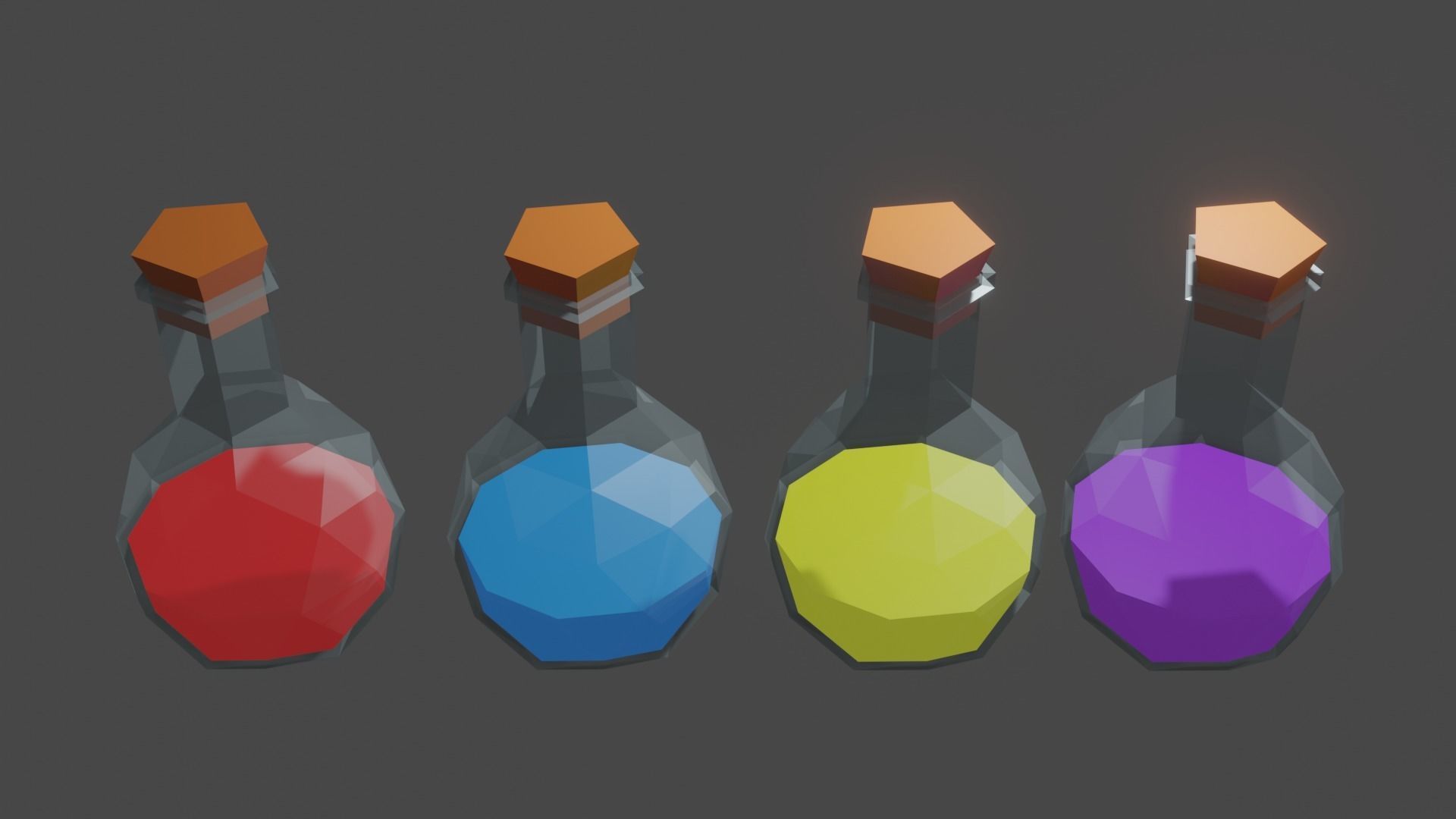 3D model Low Poly Potions bottle with liquid inside VR / AR / low-poly ...