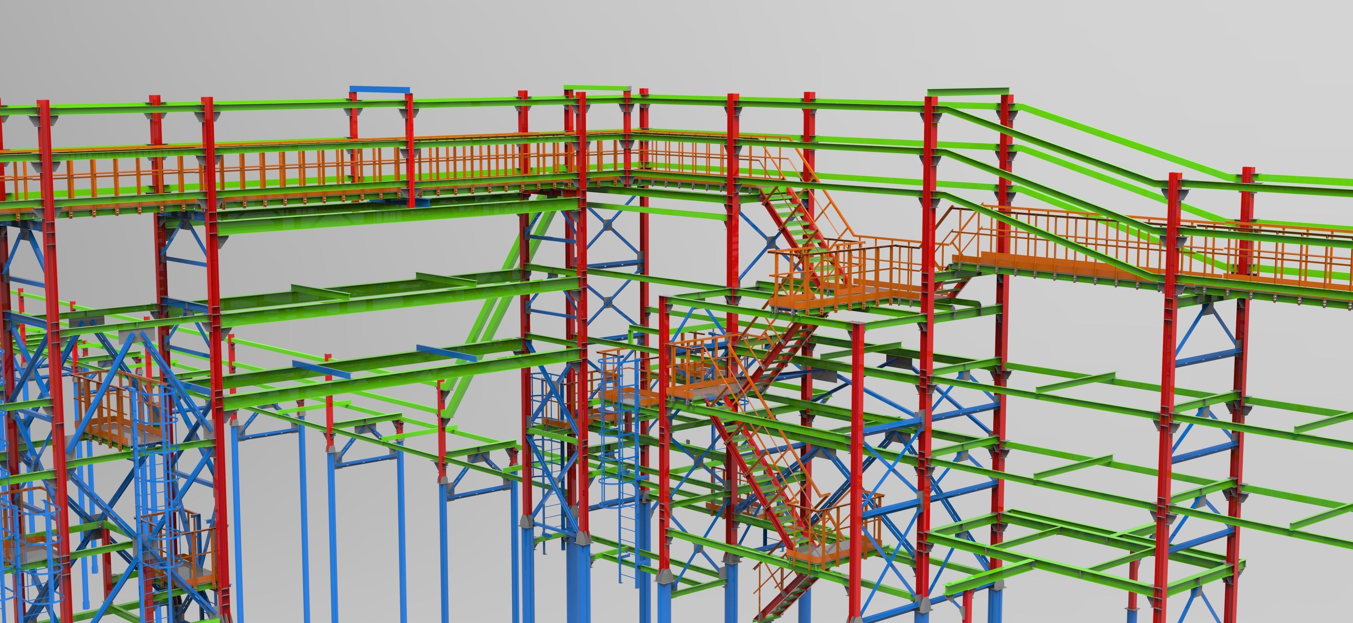 Cable trestle on steel columns 3D model | CGTrader