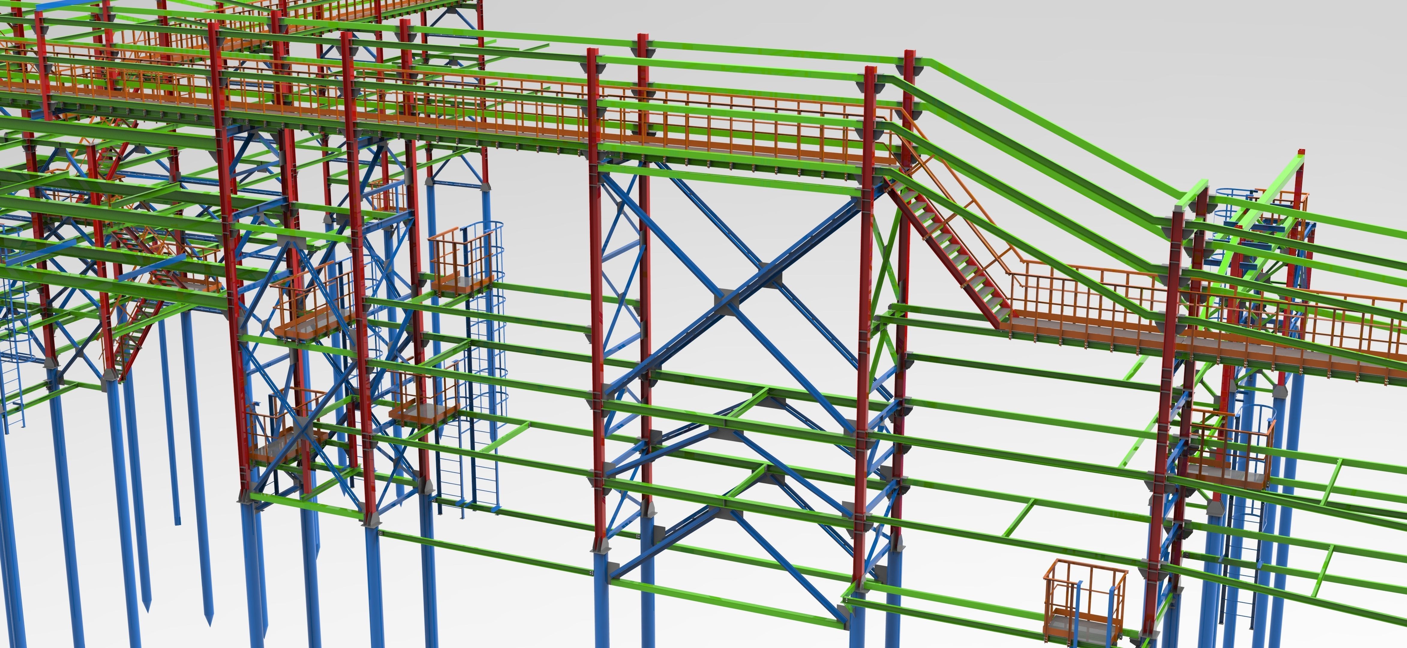 Cable trestle on steel columns 3D model | CGTrader