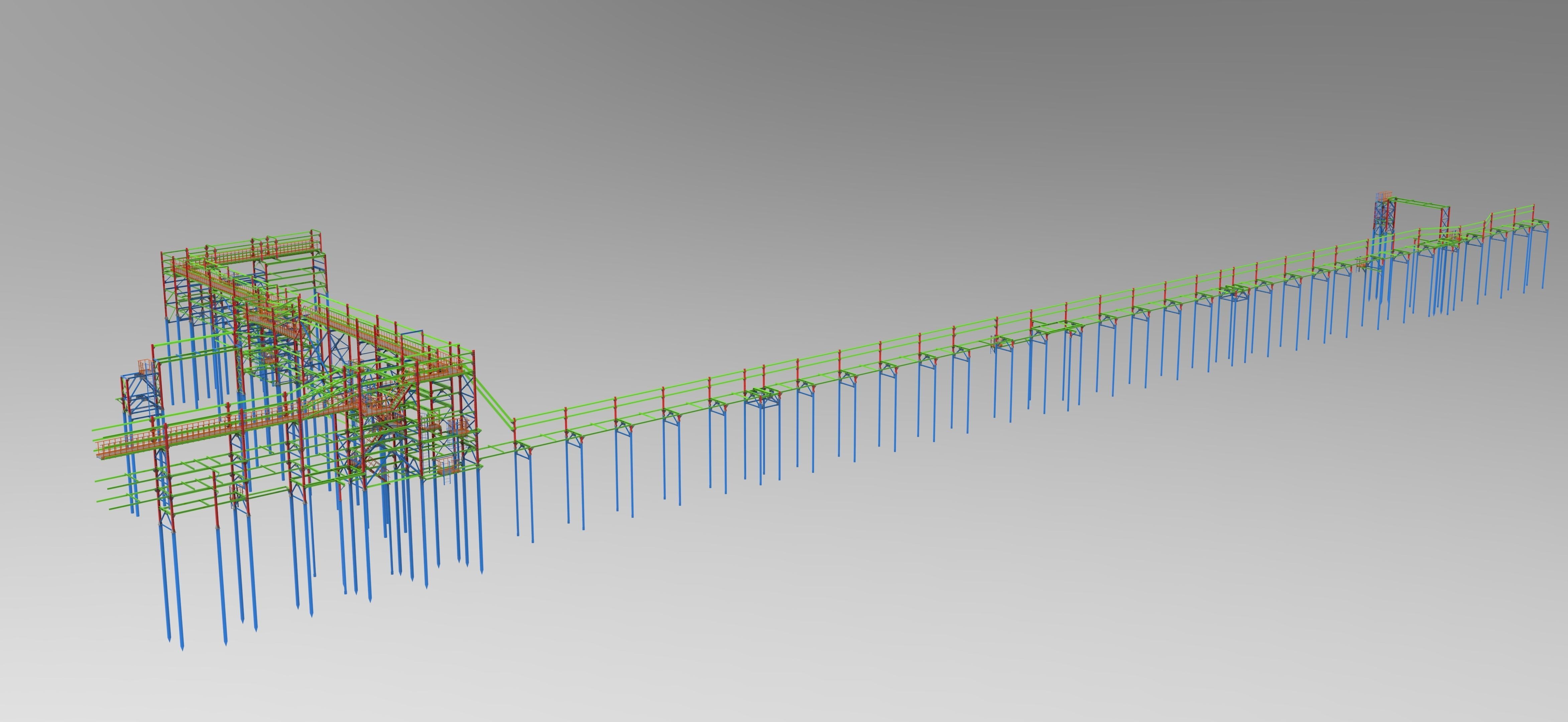 Cable trestle on steel columns 3D model | CGTrader