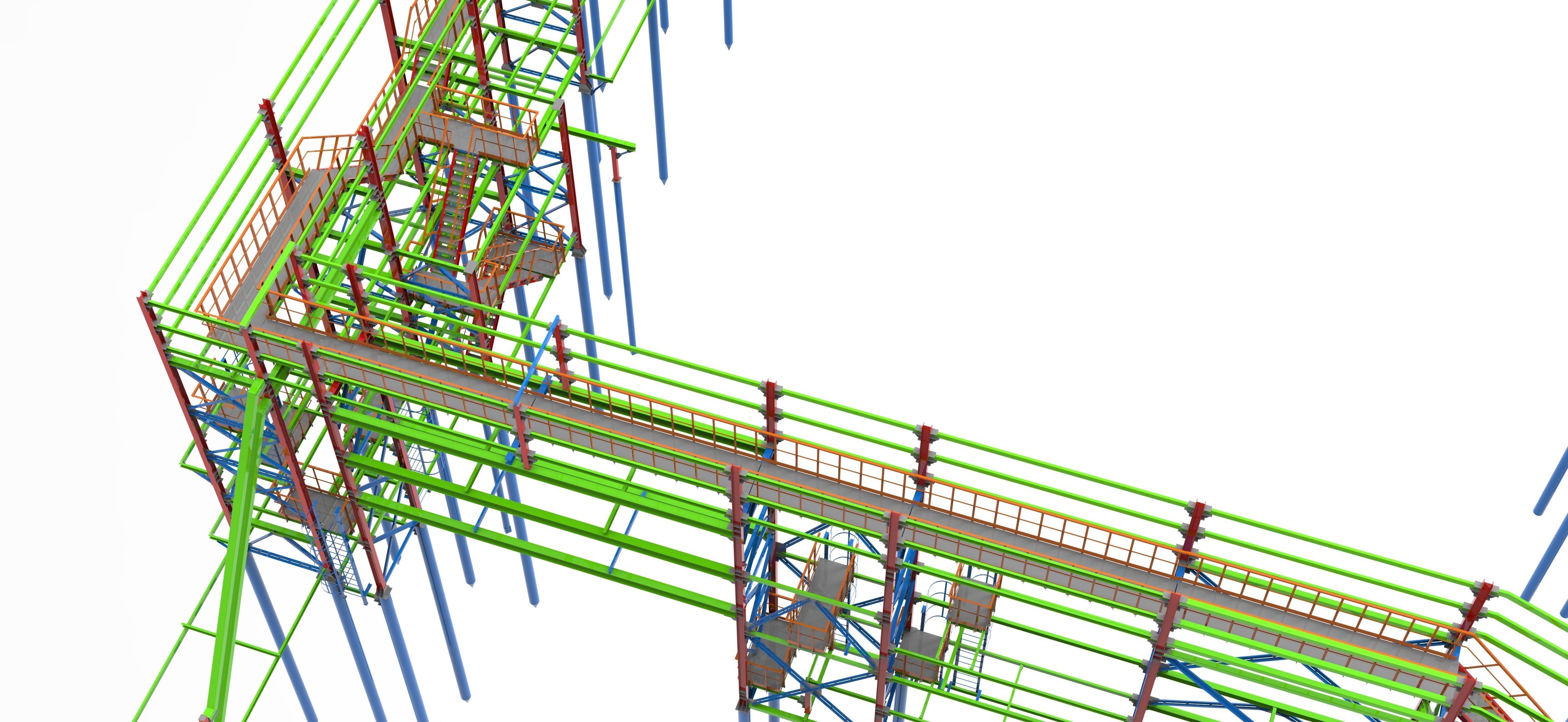 Cable trestle on steel columns 3D model | CGTrader