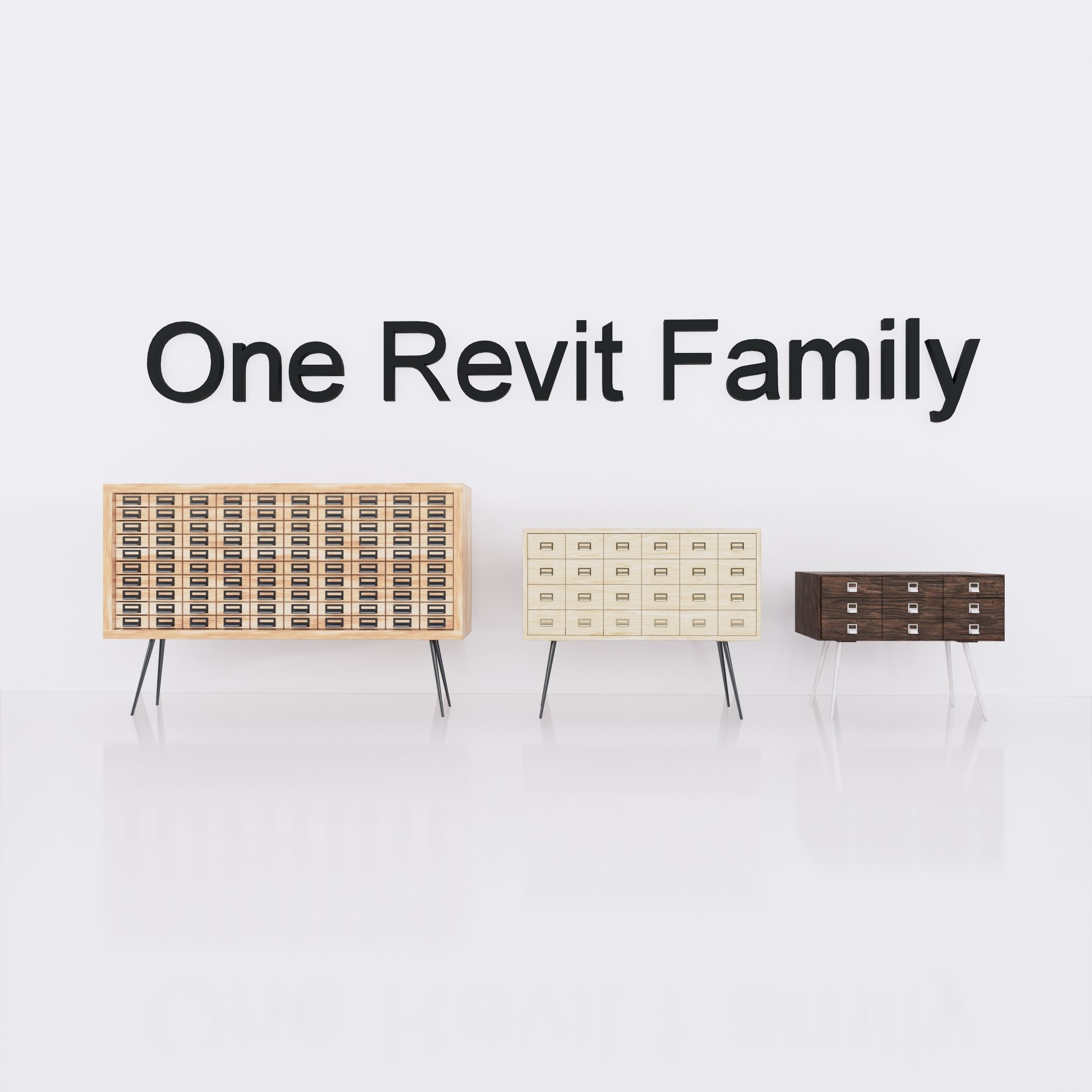 3D model Wardrobe 3 - Full parametric Revit Family VR / AR / low-poly ...