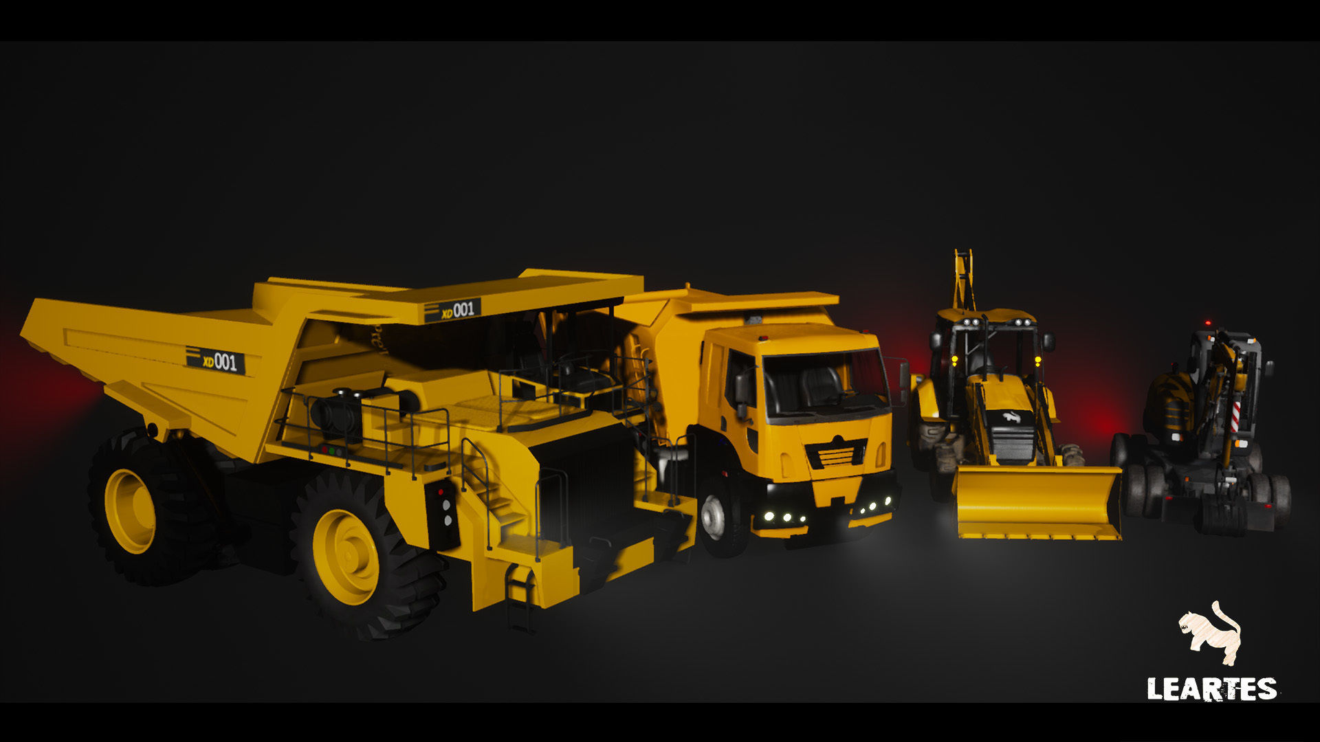 3D model Driveable Animated Construction Vehicles Set of 4 VR / AR ...