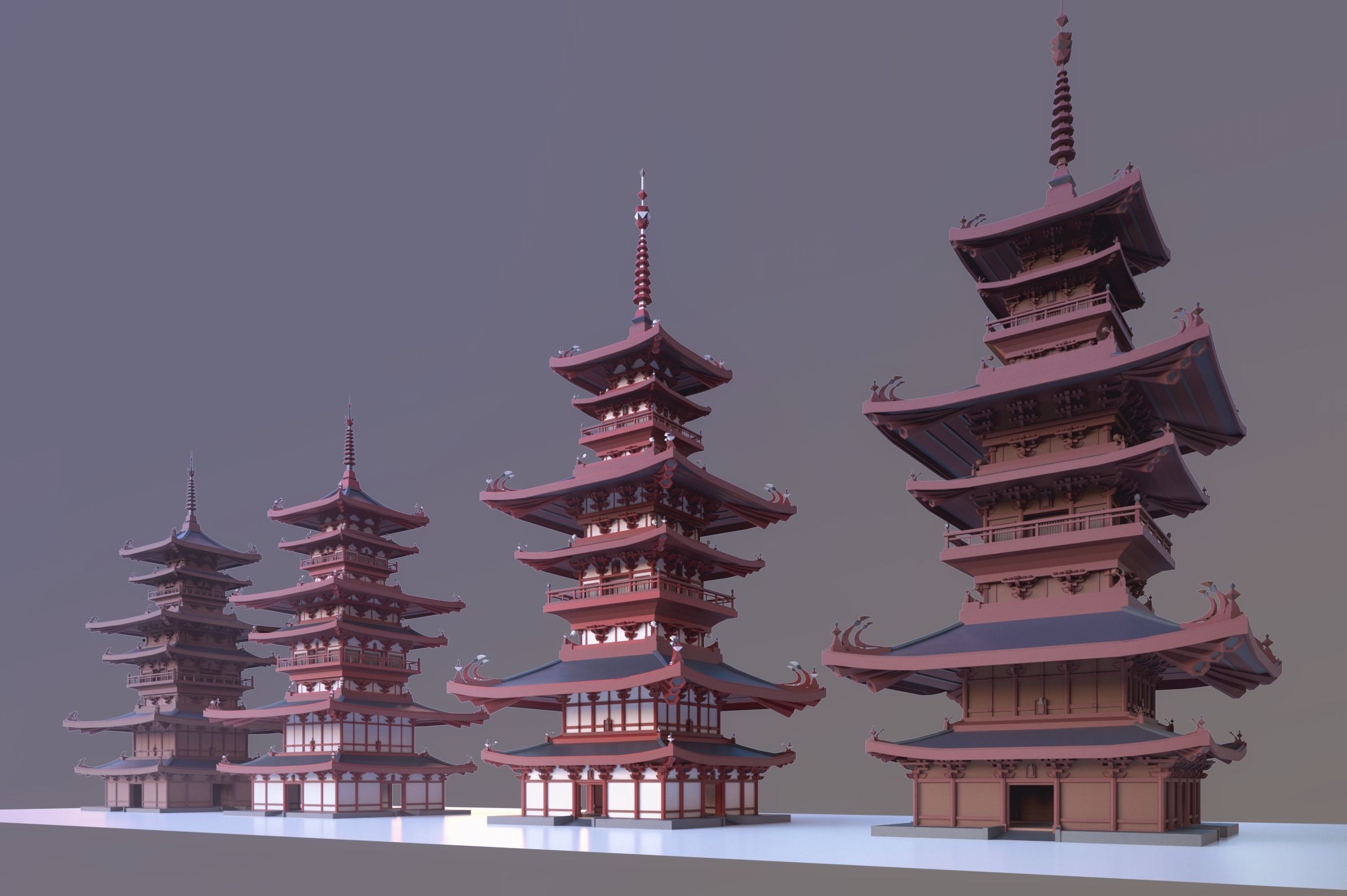 3D model Pagoda Low Poly VR / AR / low-poly | CGTrader