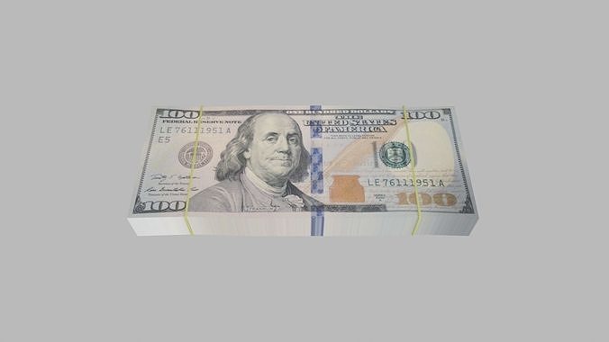 3D model 100 Dollar Bill Stack VR / AR / low-poly | CGTrader