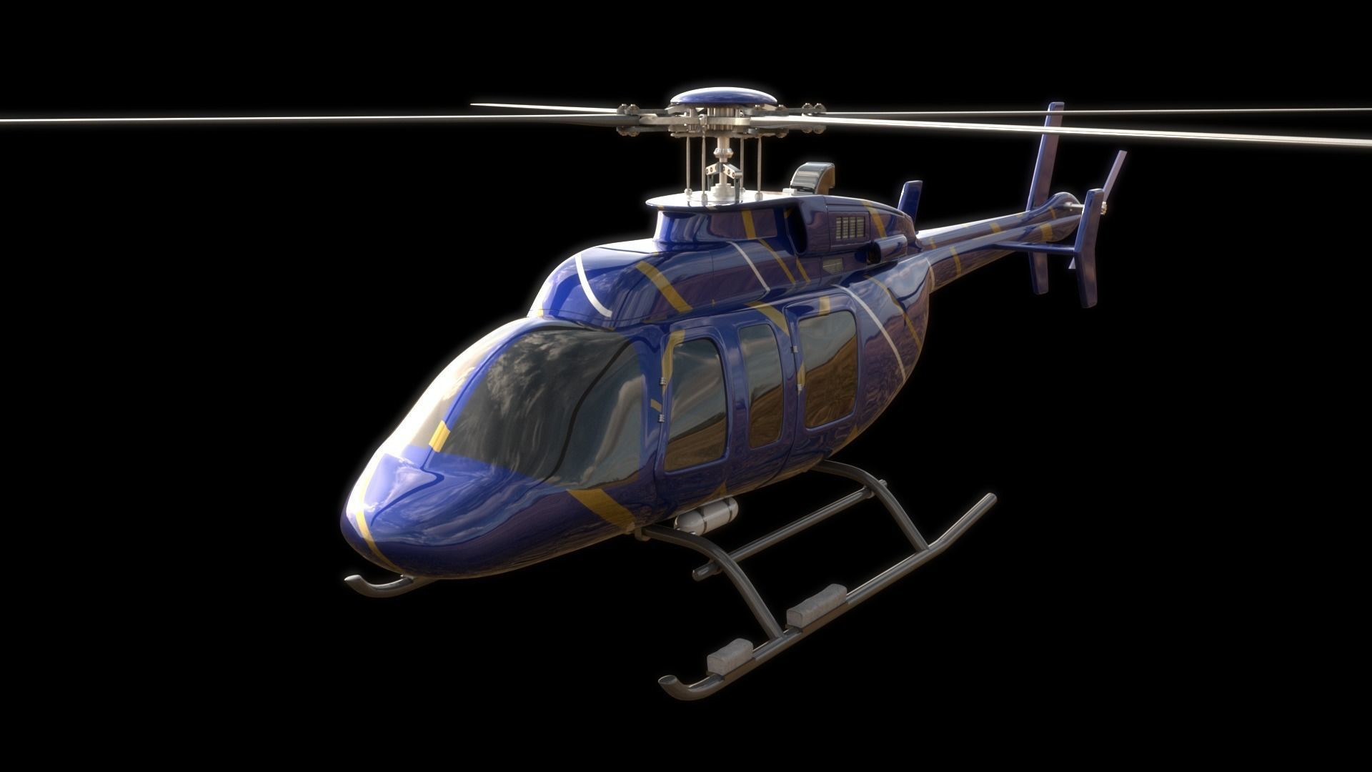 Helicopter - Bell Chopper - Exterior and Interior 3D model animated ...