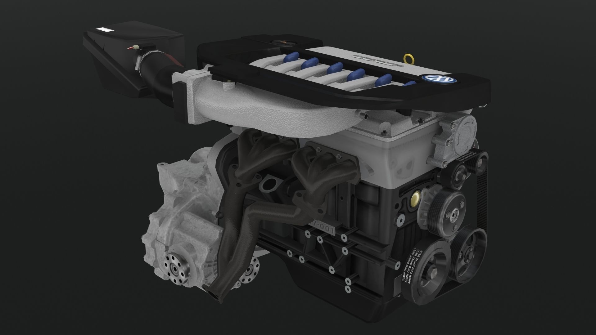 3D model Volkswagen Golf R32 VR6 24v engine VR / AR / low-poly | CGTrader