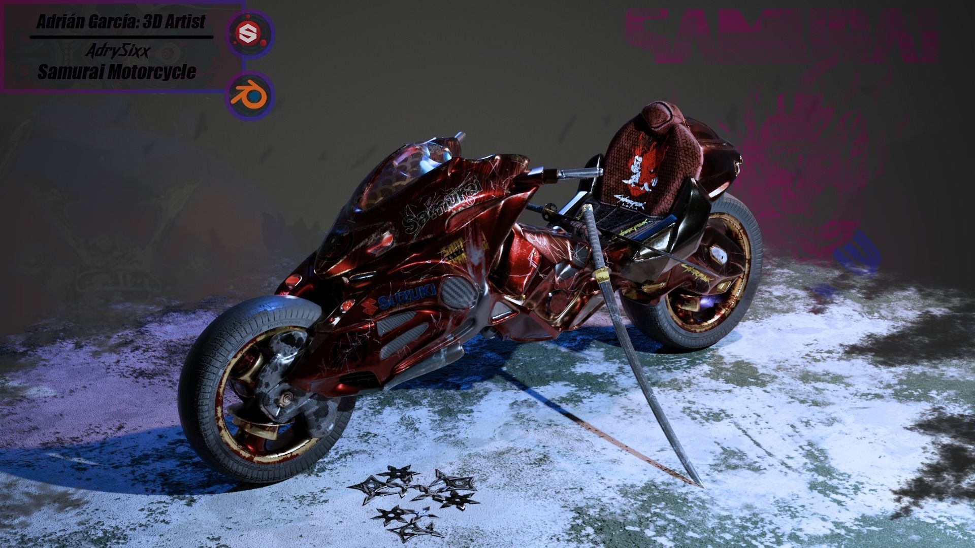 Samurai-Motorcycle 3D model | CGTrader