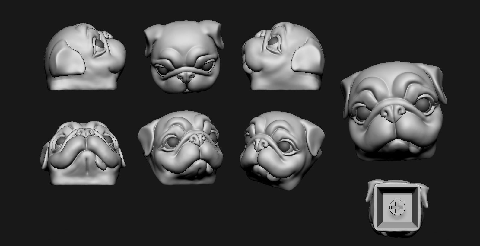 Pug Head Keycap 3D model 3D printable | CGTrader