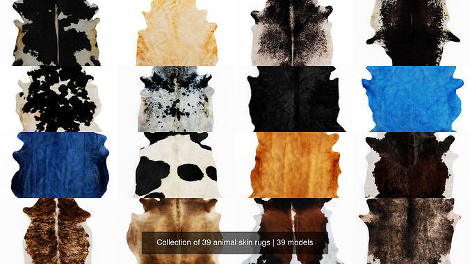 Collection of 39 animal skin rugs | CGTrader