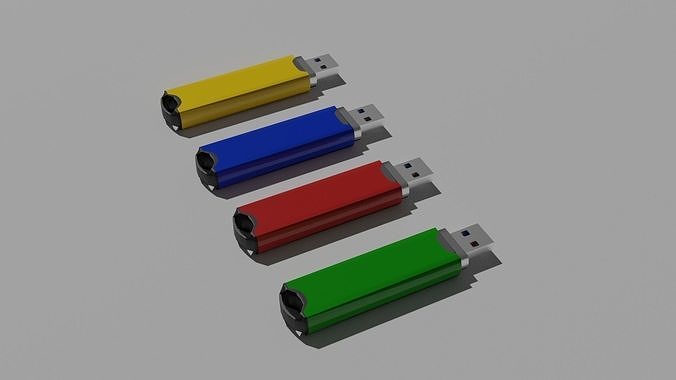 3D model Low Poly USB Set colorful drives VR / AR / low-poly | CGTrader