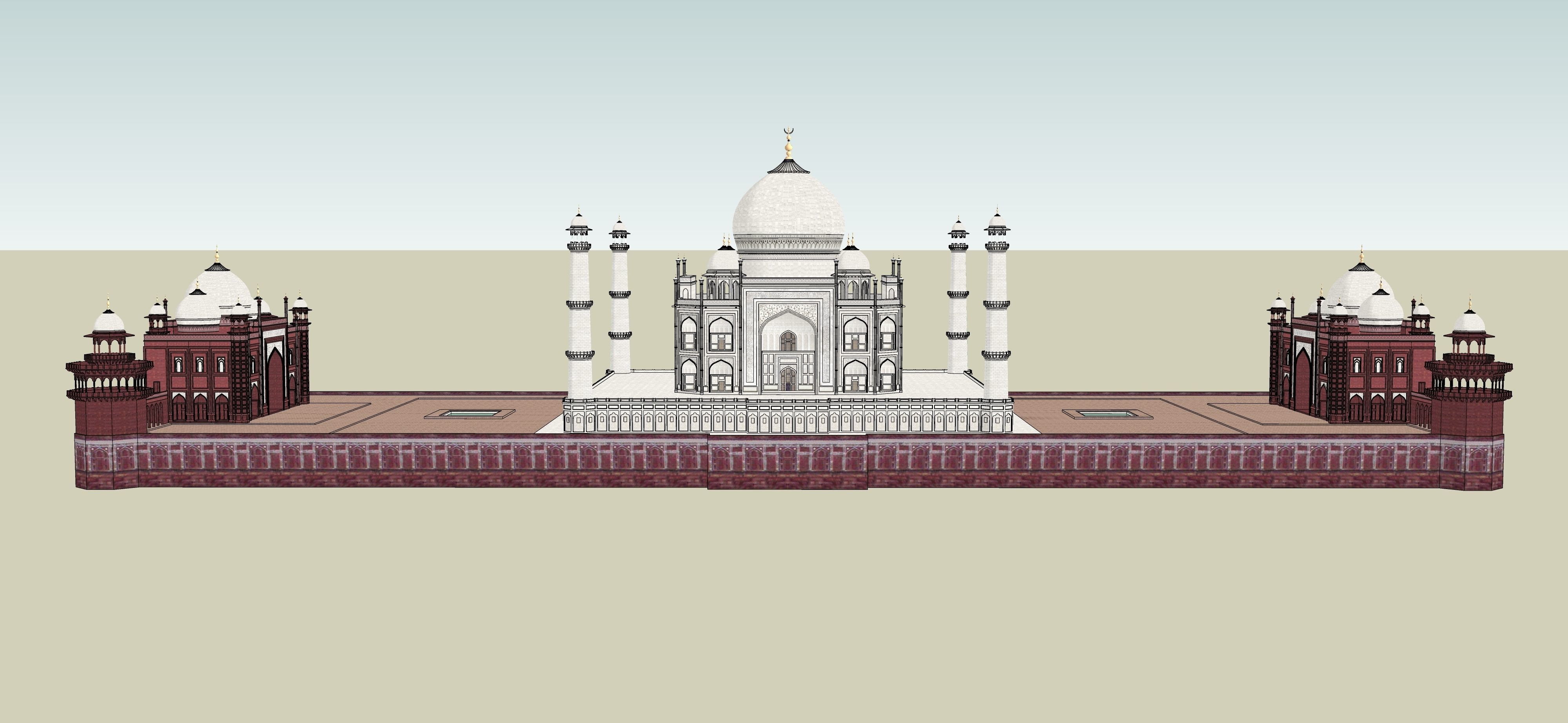 3D model taj mahal 1 VR / AR / low-poly OBJ 3DS STL SKP