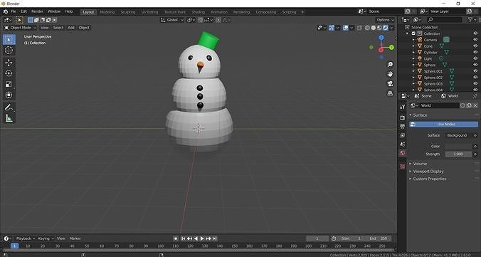 Simple Snowman free 3D model | CGTrader