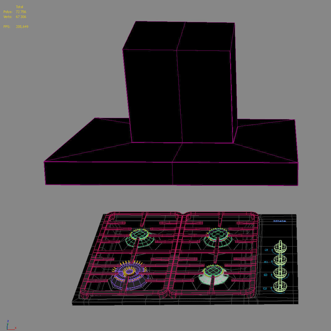 Cooktop Miele 4 burner KM 3465 G and range hood 3D model | CGTrader