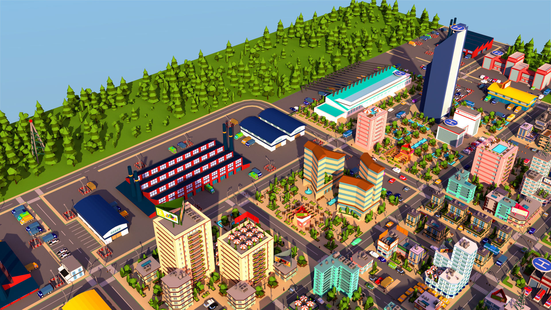 3D model Simple city VR / AR / low-poly | CGTrader