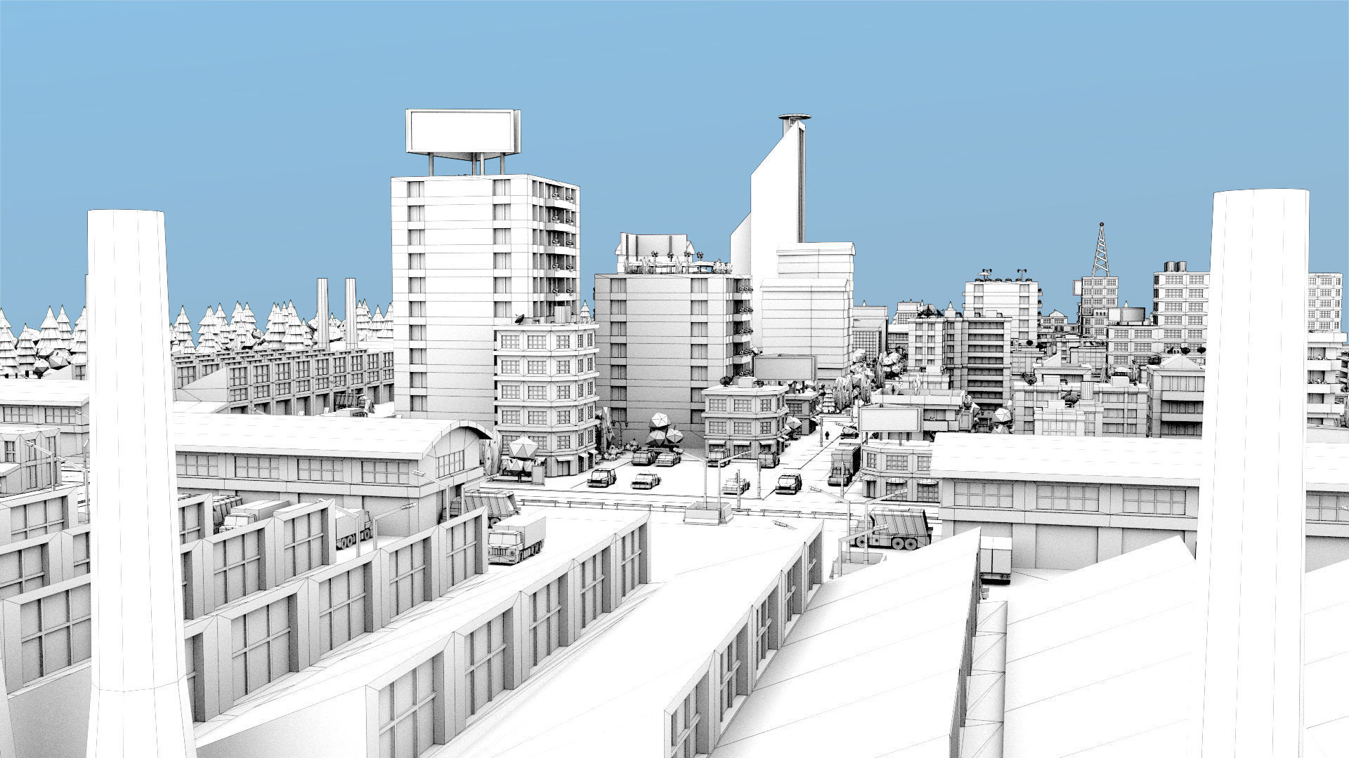 3D model Simple city VR / AR / low-poly | CGTrader