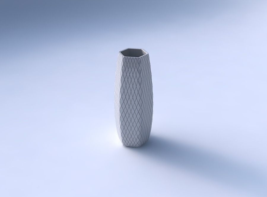 Vase squeezed hexagon with diagonal grid plates 3D model 3D printable ...