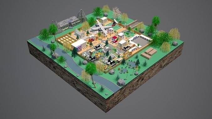 3d model of an Imaginary Town 3D model animated | CGTrader