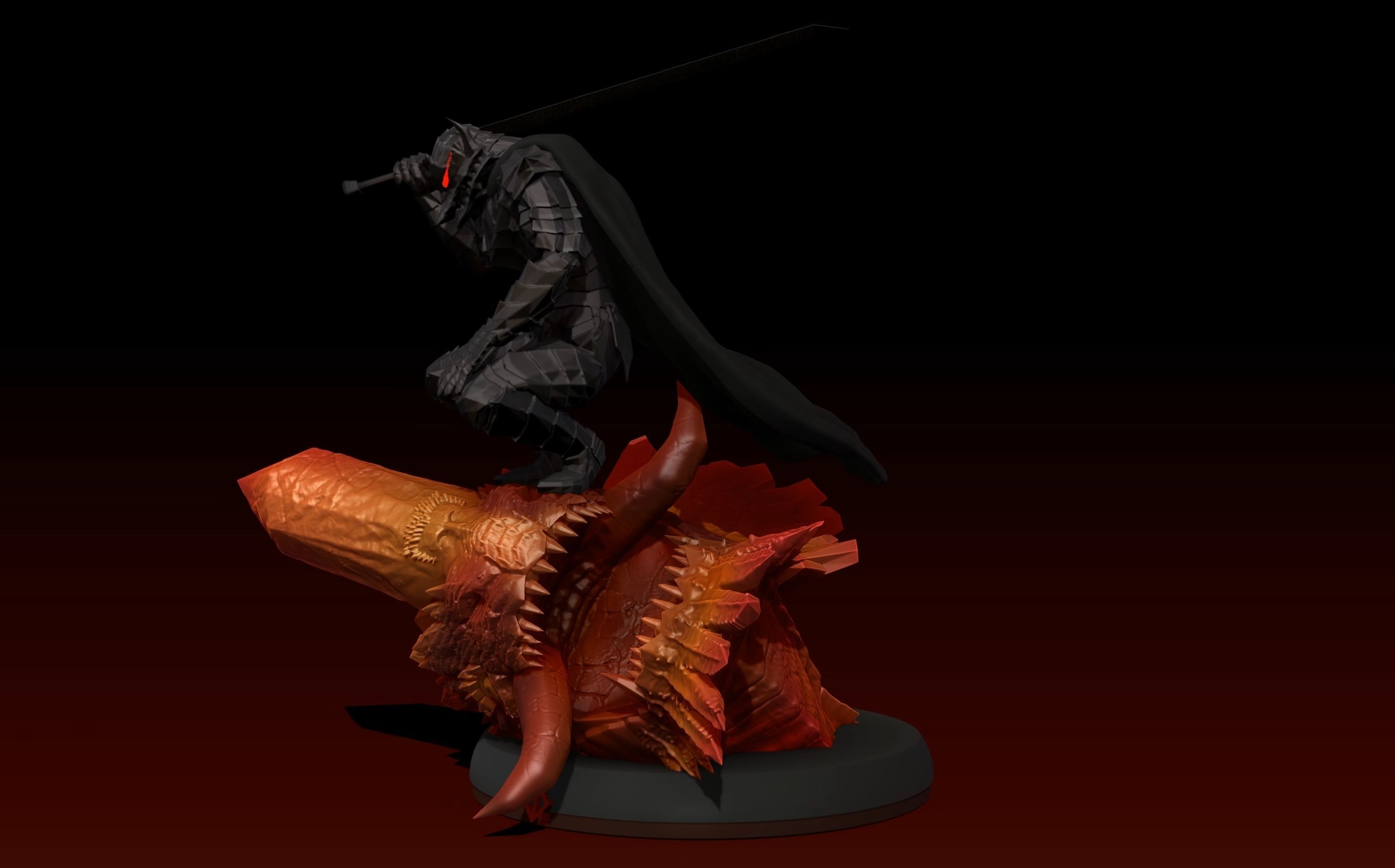 Berserk Guts vs Grunbeld 3d print statue 3D model 3D printable | CGTrader