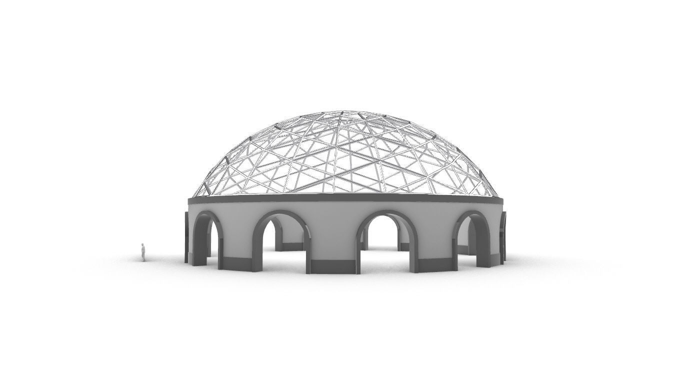 Triangulated Dome Pavilion wireframe structure 3D model | CGTrader