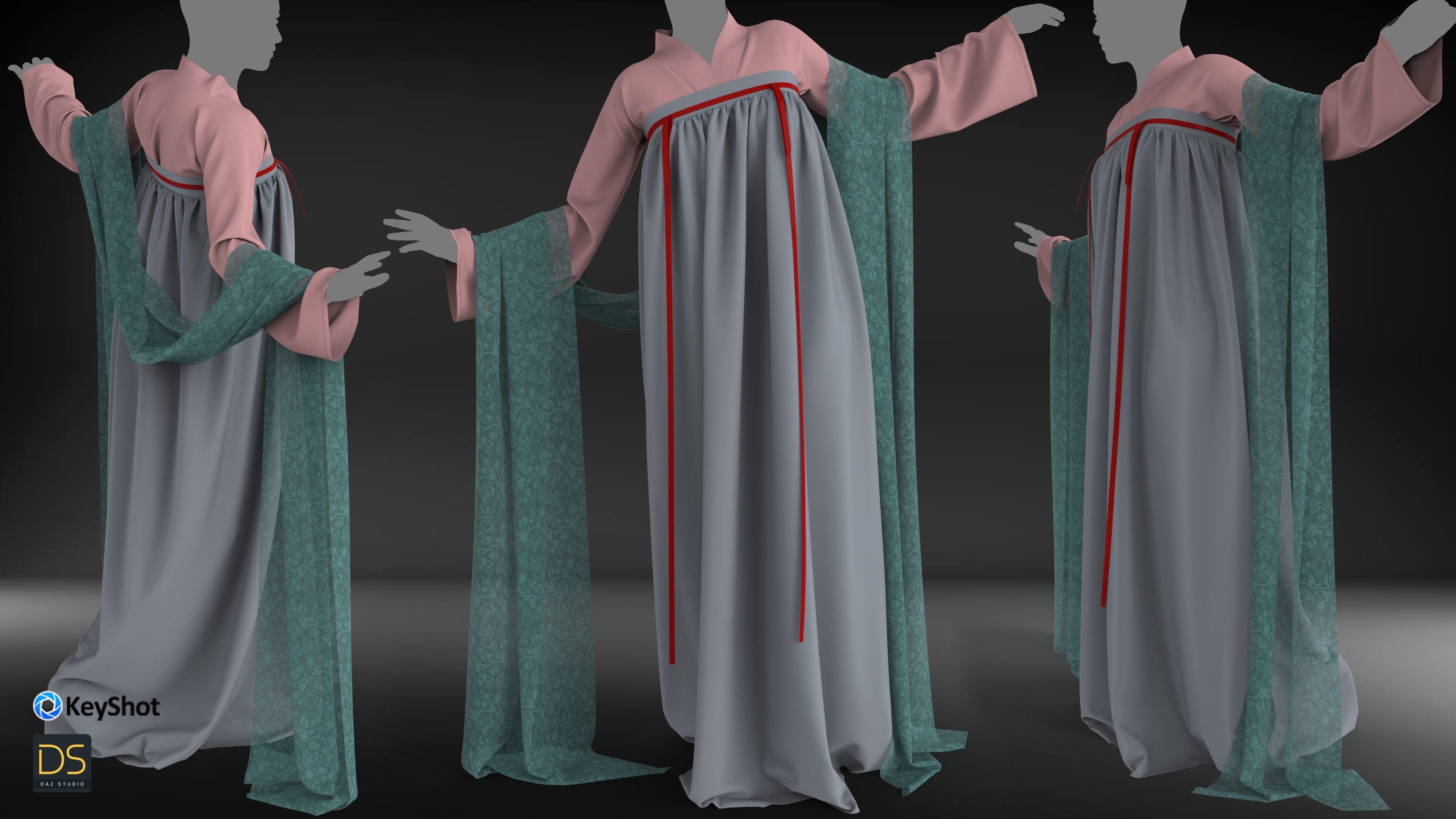 Asian outfit 3D model animated | CGTrader