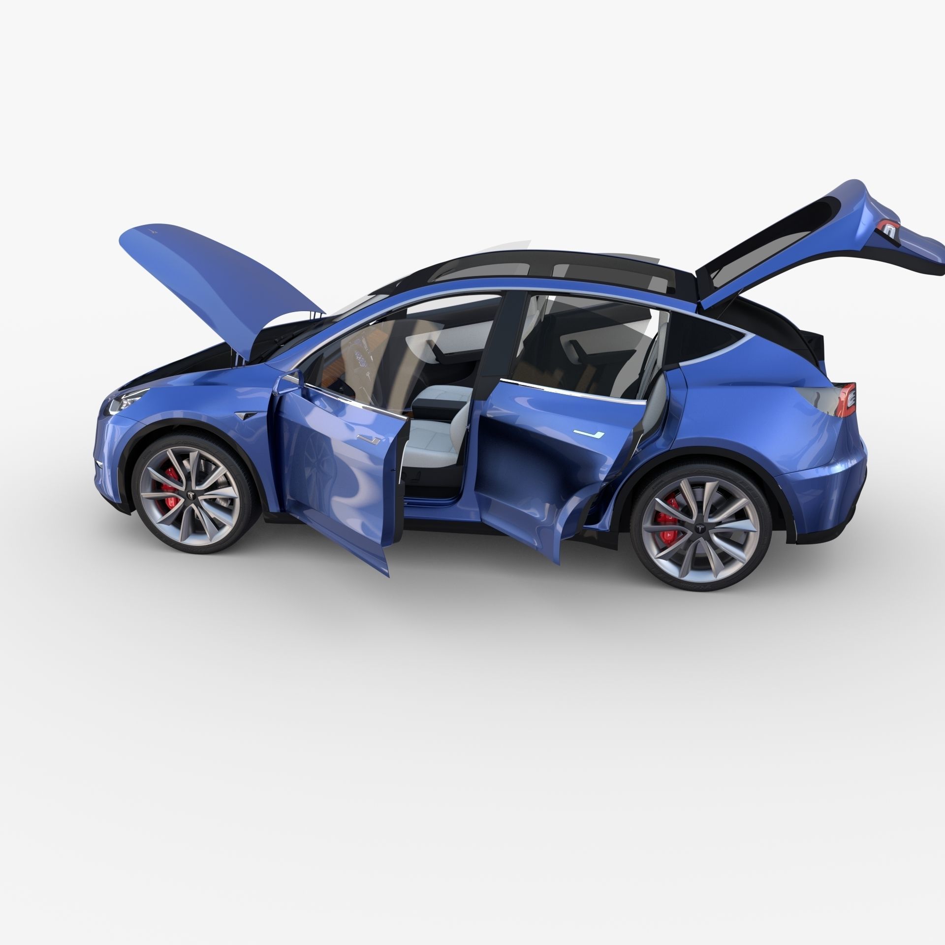 Tesla Model Y Blue with interior 3D model | CGTrader