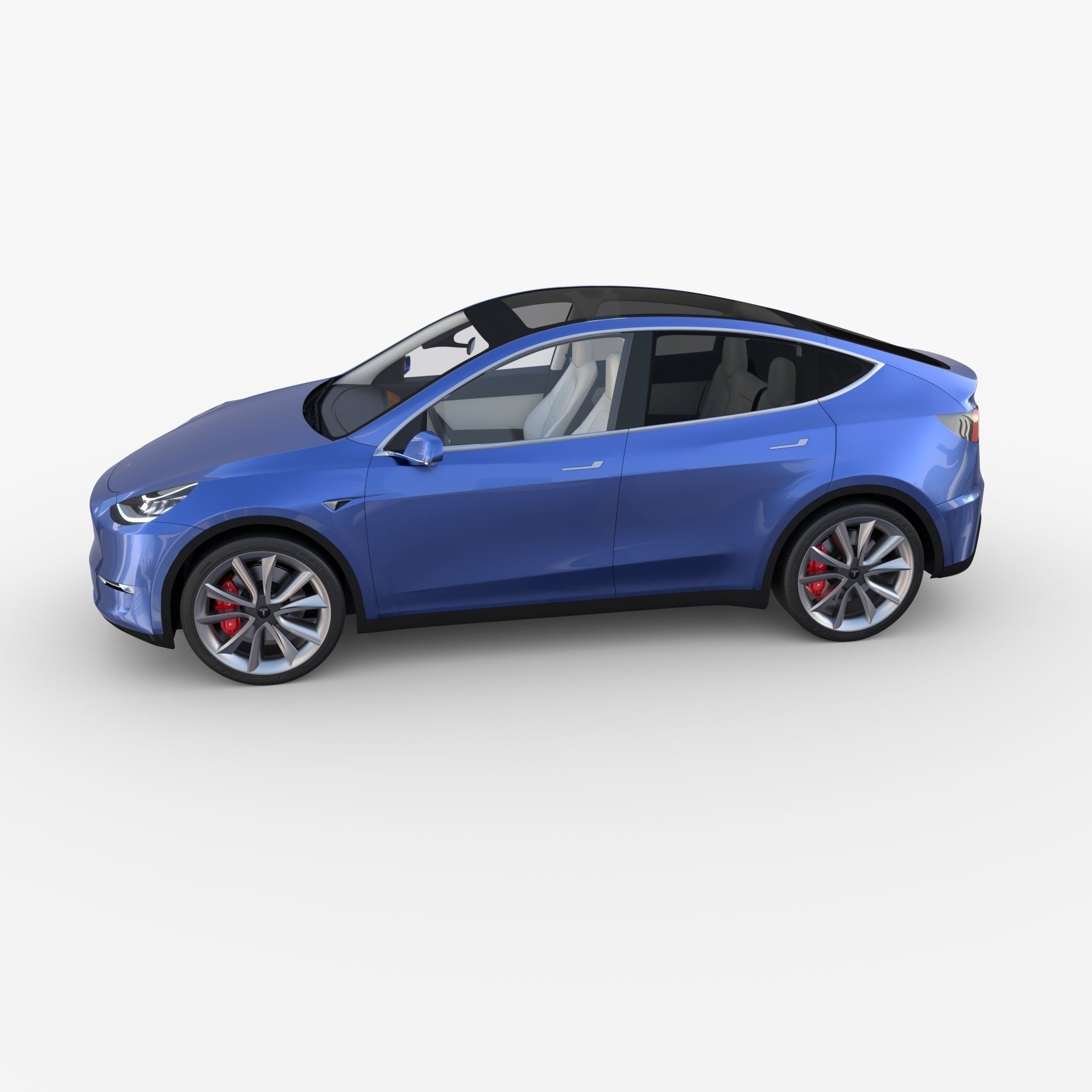 Tesla Model Y Blue with interior 3D model | CGTrader