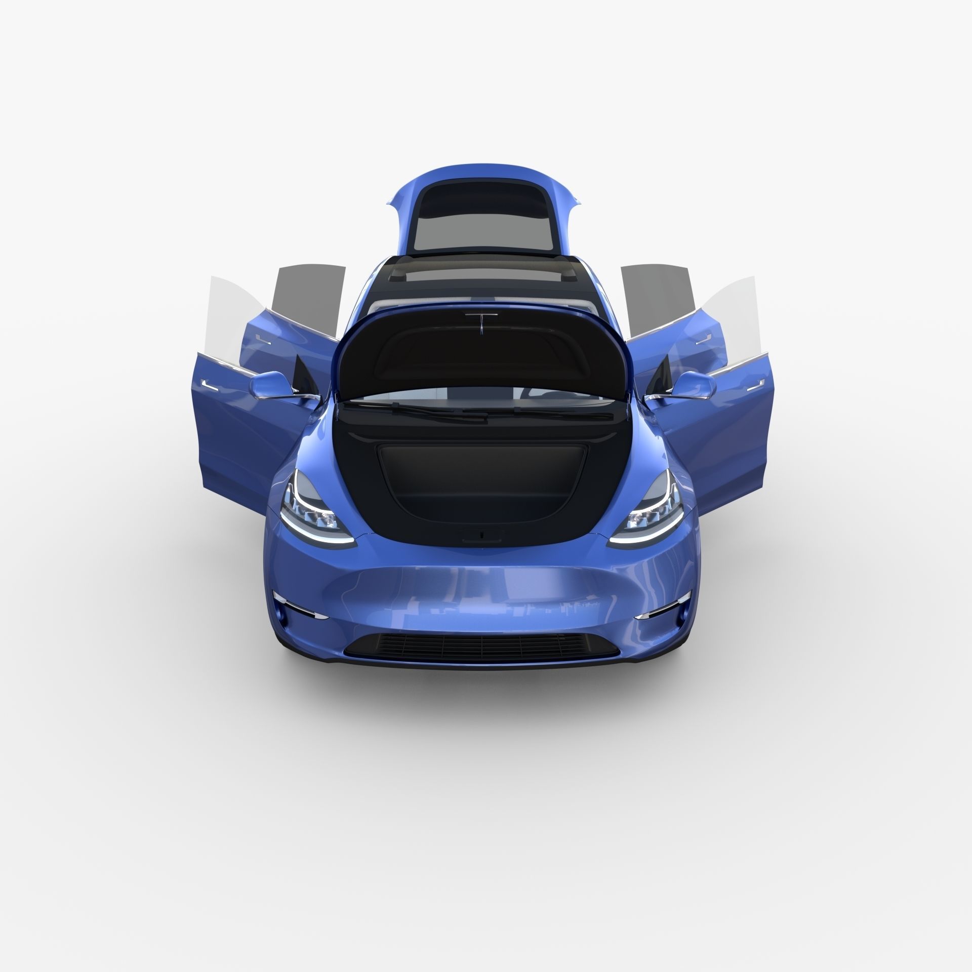 Tesla Model Y Blue with interior 3D model | CGTrader